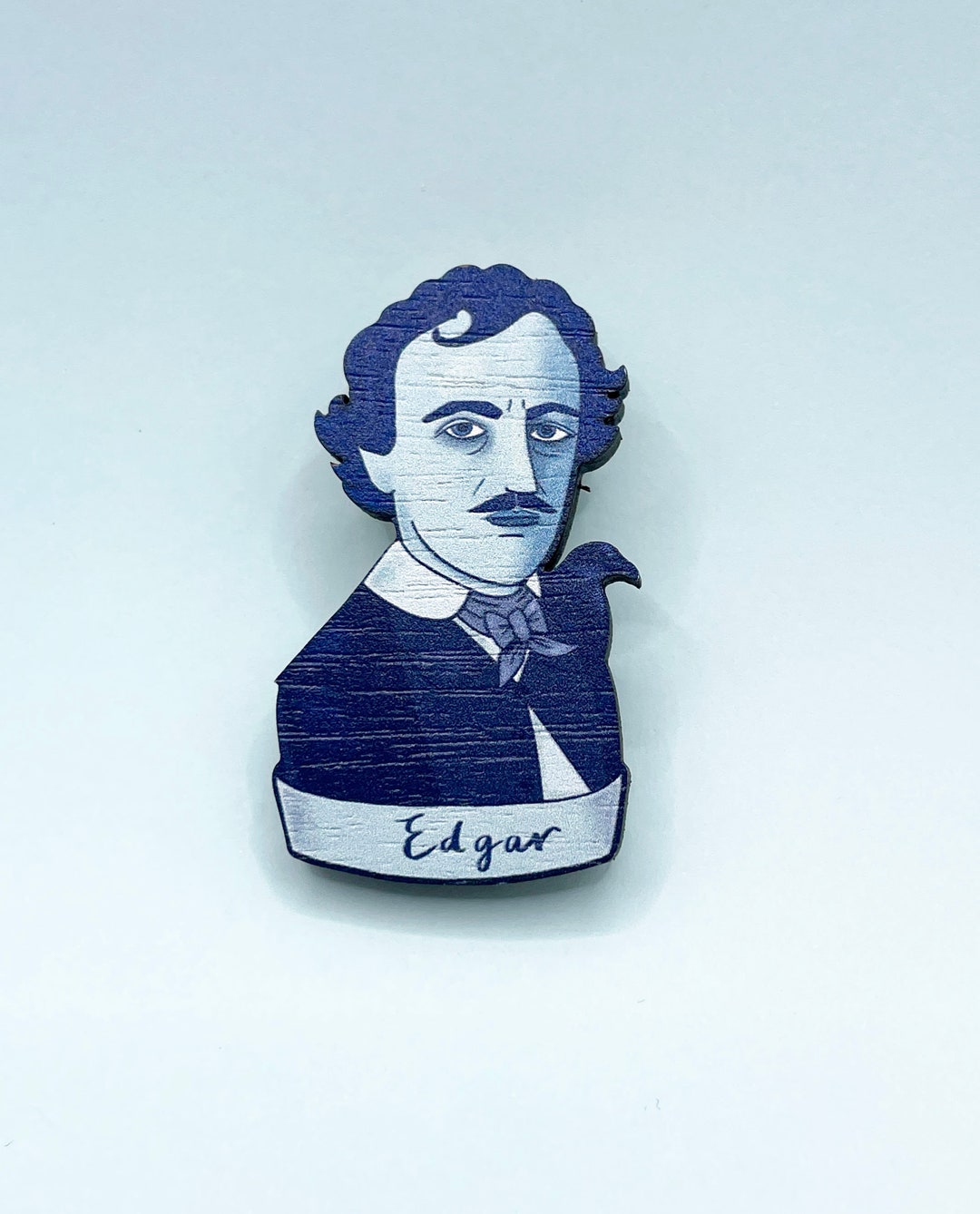 Edgar Allan Poe Wooden Book Lovers Pin Brooch / Gifts for Book Lovers ...