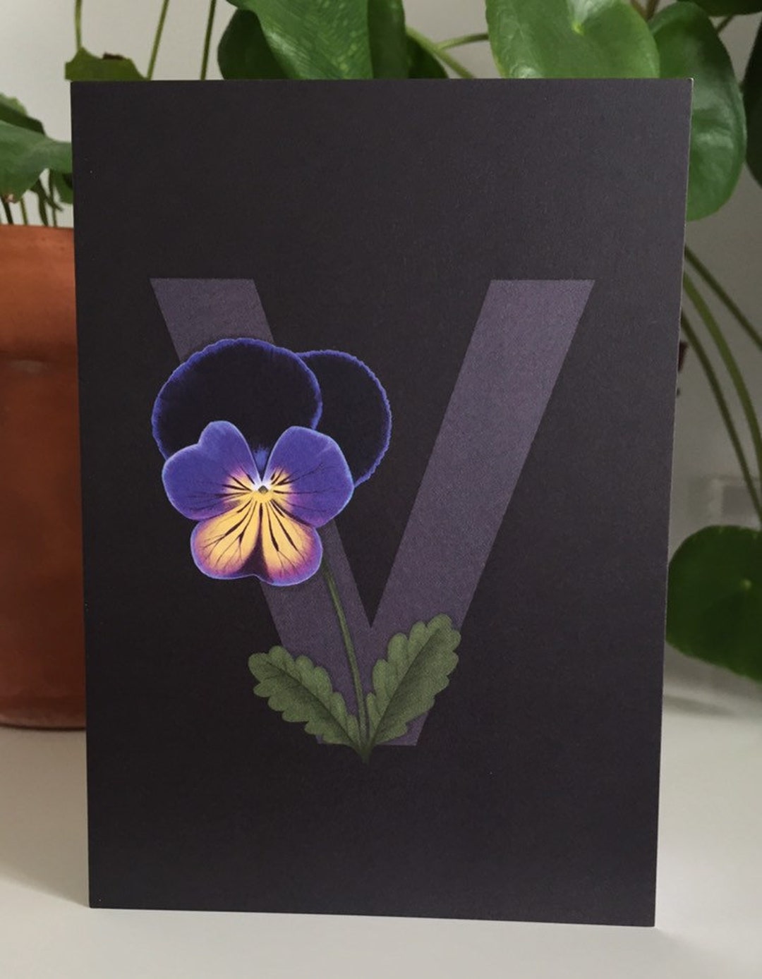 V is for Violet Card / V Initial Card / V Letter Card / Dark - Etsy