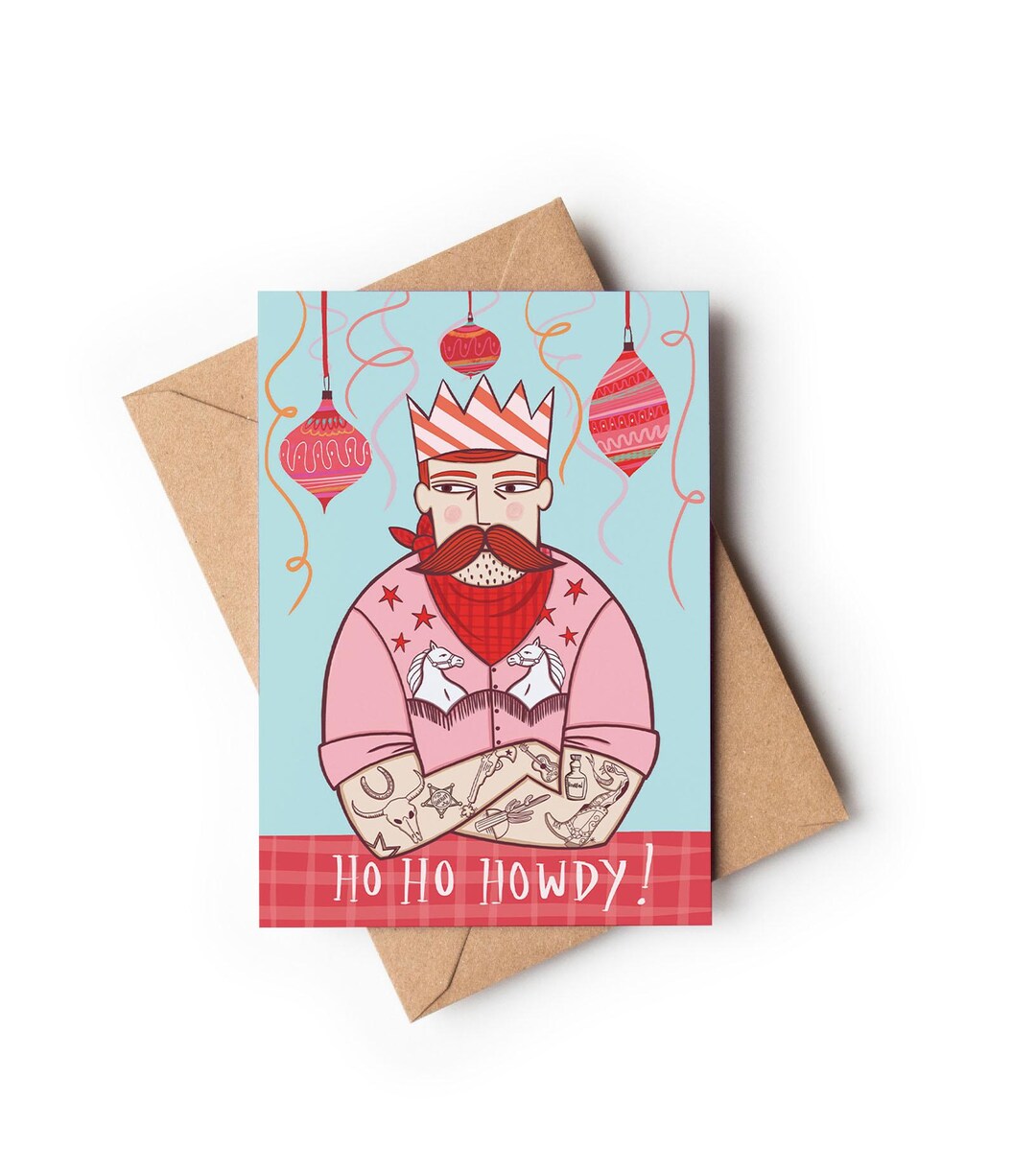 Cowboy Christmas Card A6 / Ho Ho Howdy Holiday Greeting - Etsy