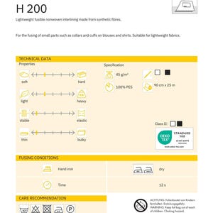 Vlieseline Fusible Interlining H 200 – Lightweight Iron-on Nonwoven ...