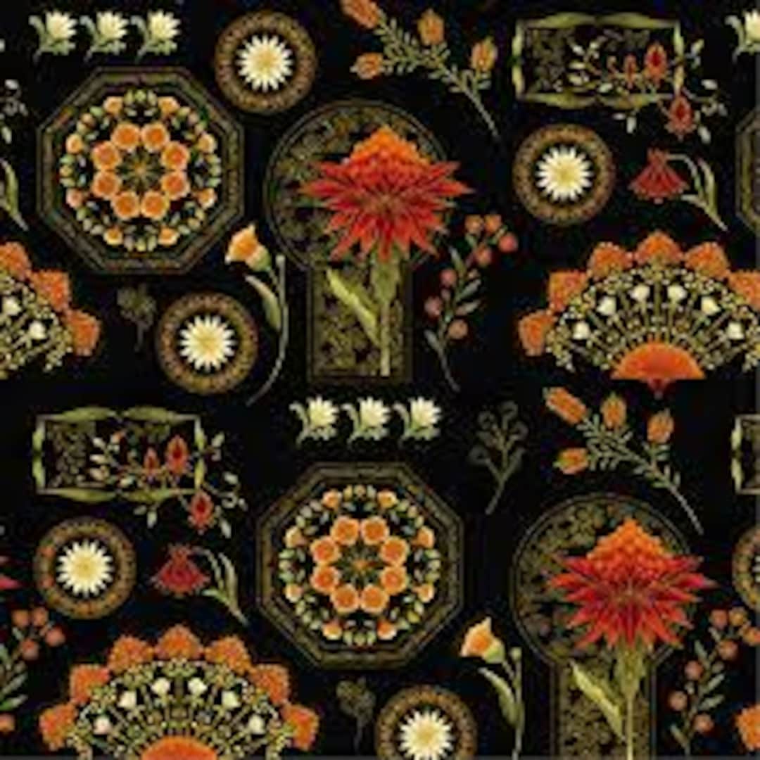 Premium Leesa Chandler Cotton Fabric – Metallic Outline | High-quality ...