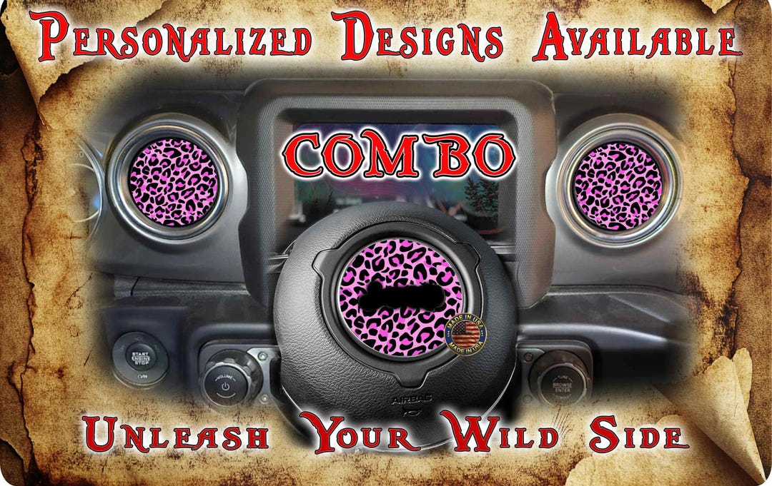 Pink Cheetah Print Steering Wheel Decal and Vent - Etsy
