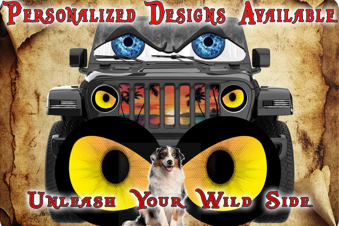 Headlight Eye Decal Mean Yellow Eyes - Etsy