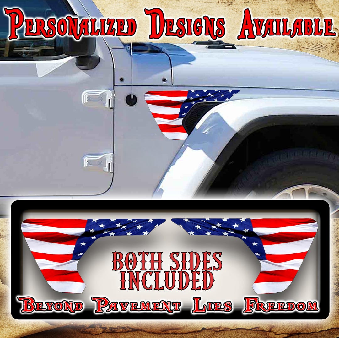 Merica Flag Fender Vent Decal - JL/JT, Patriotic Vinyl - Etsy