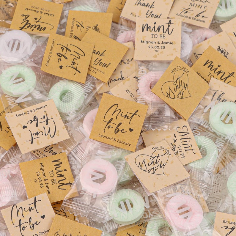 Mint to Be Candy With Personalized Labels | Rehearsal Dinner | Handmade ...