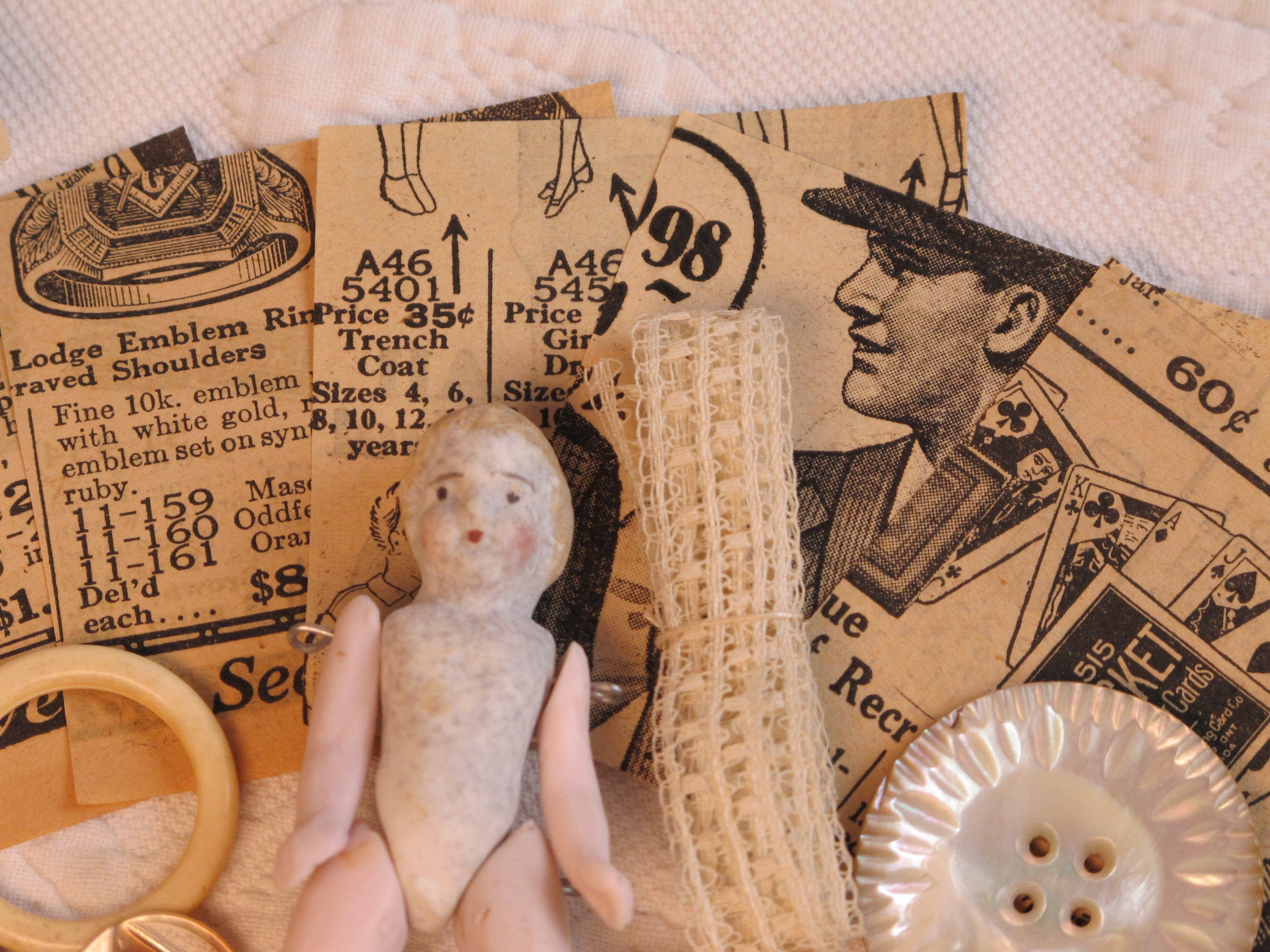 Destash Treasure Box All Vintage Antique China Doll Cream Lace | Etsy