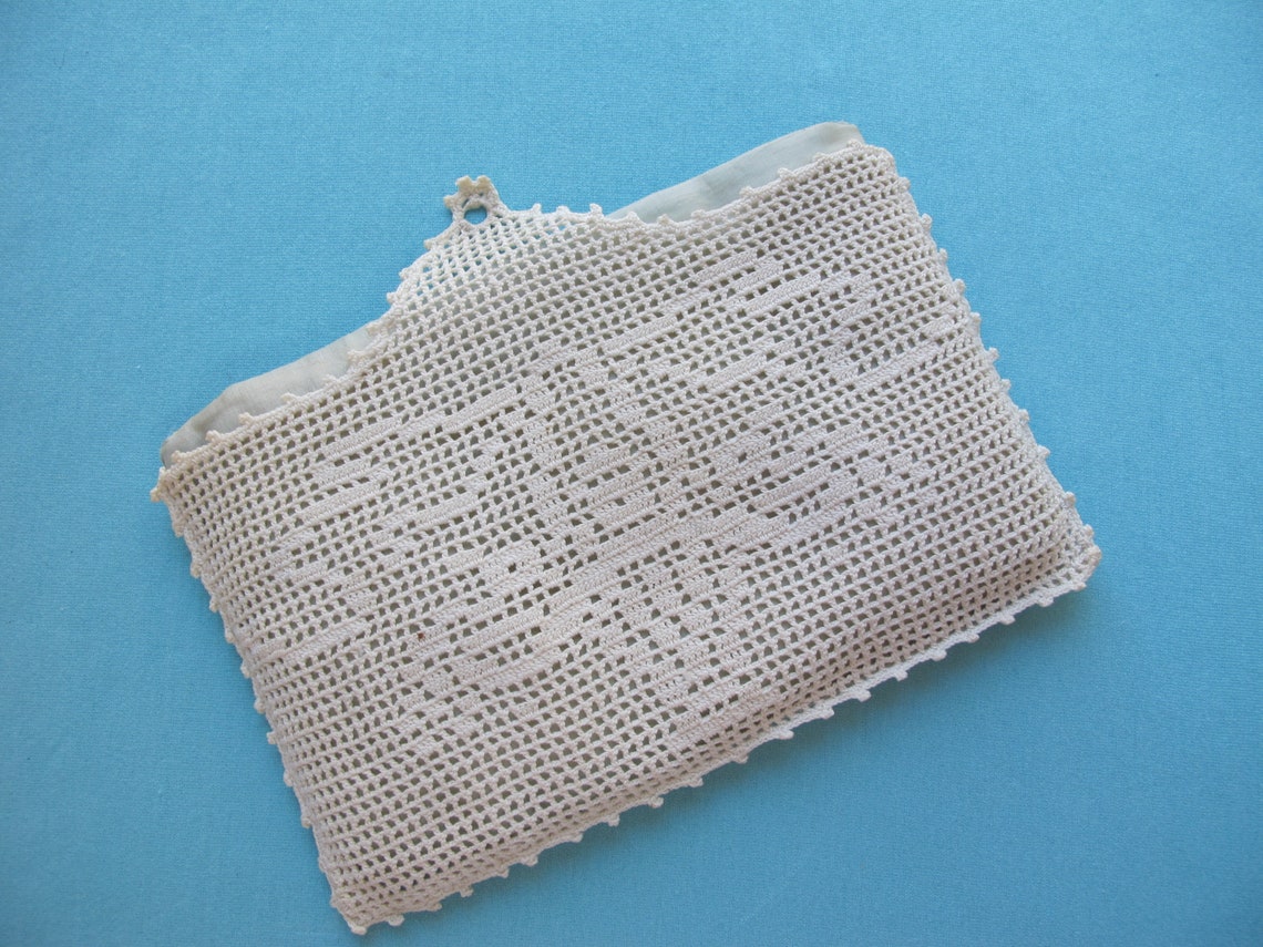 Hanky or Comb Case Antique C. 1910 1920 Basket Design Cream | Etsy