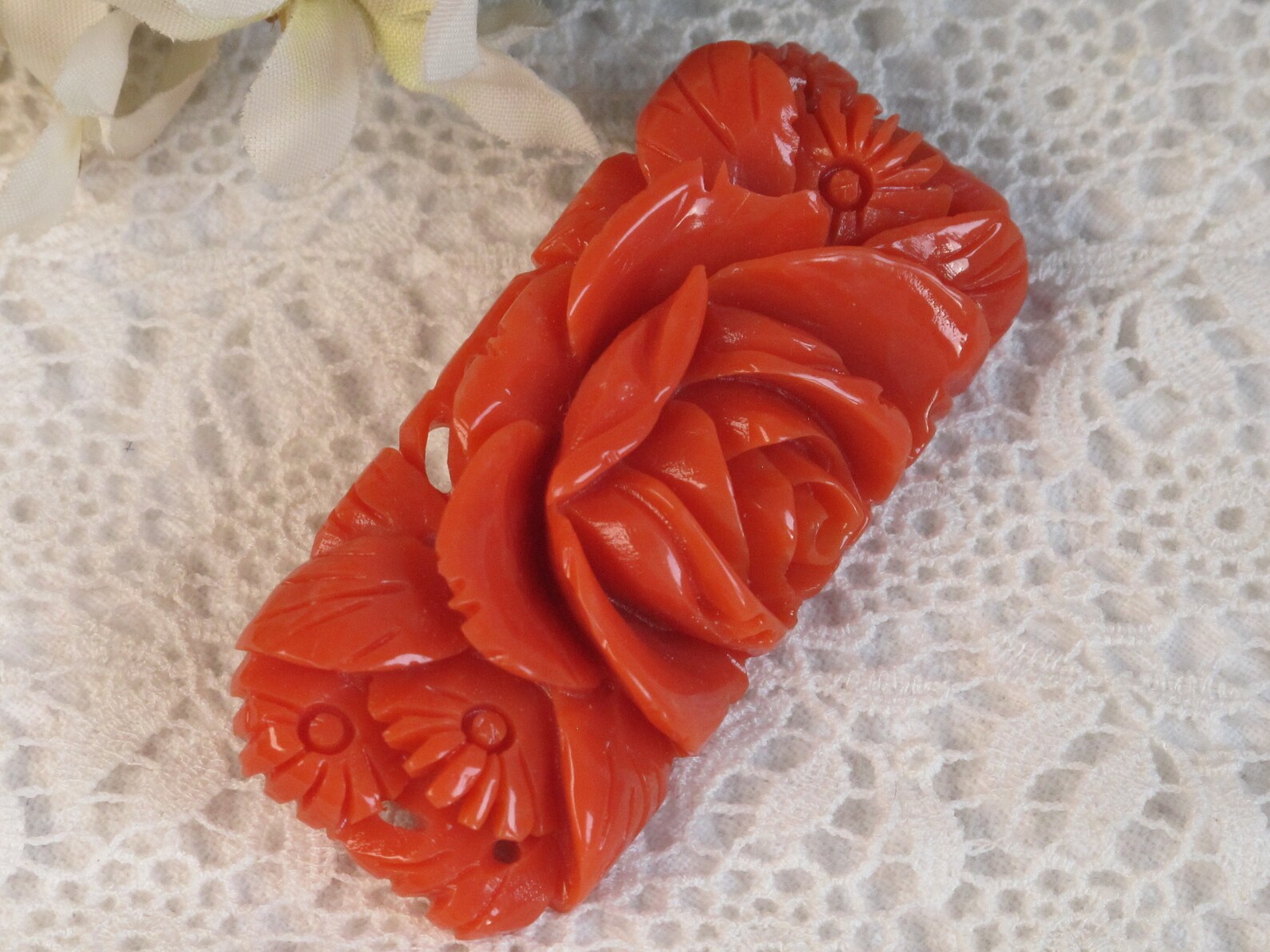 Brooch Pin Molded Coral Colored Celluloid Heavy Weighty Large - Etsy