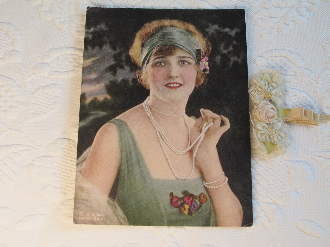 Print on Paper Flapper Lady With Pearls Authentic Antique 1920's Mini 5 ...
