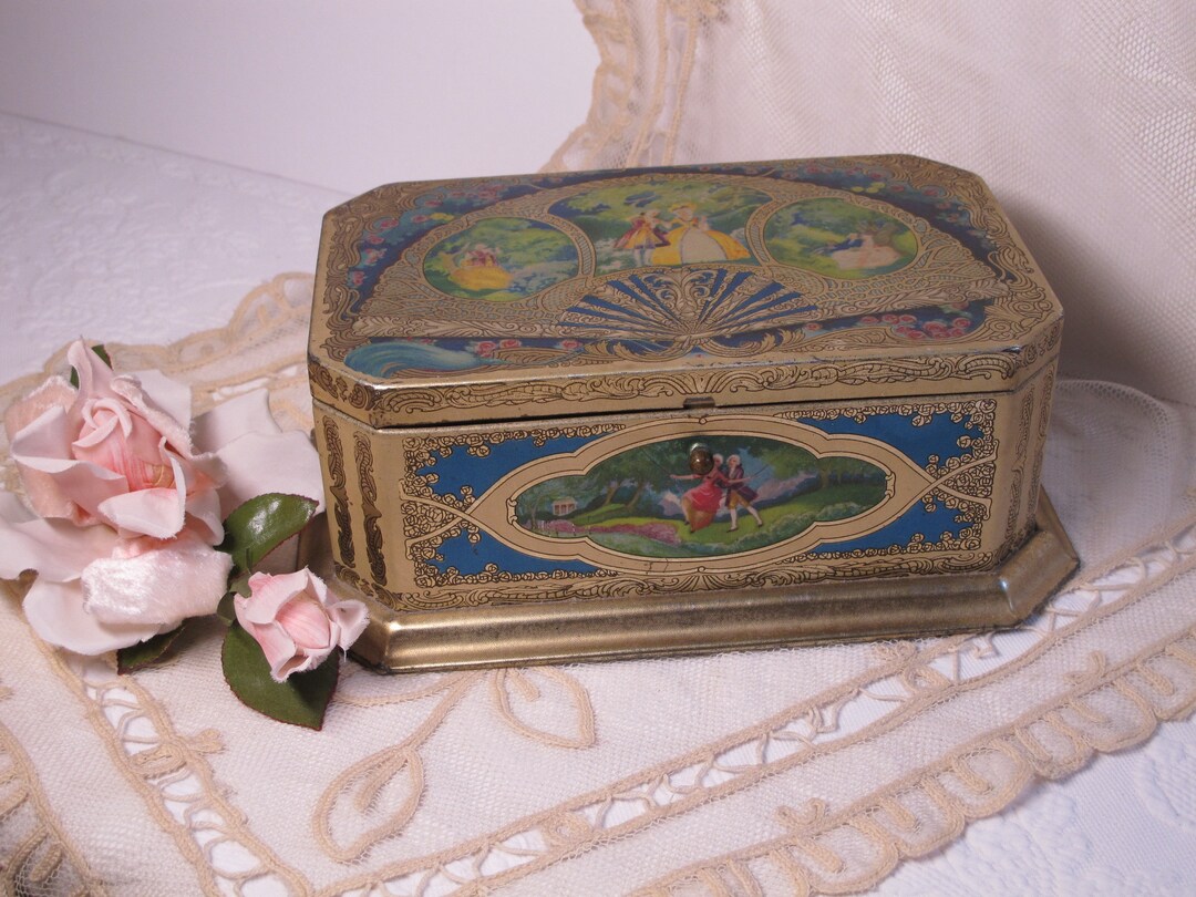 Tin Box Artstyle Chocolate Co. Romantic 18TH C. Style Courting Couples ...