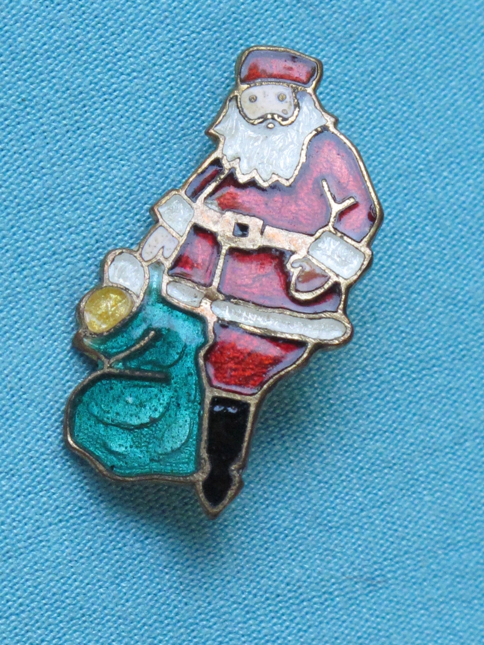 Brooch Pin Santa Claus Tiny Miniature Champleve Enamelled - Etsy