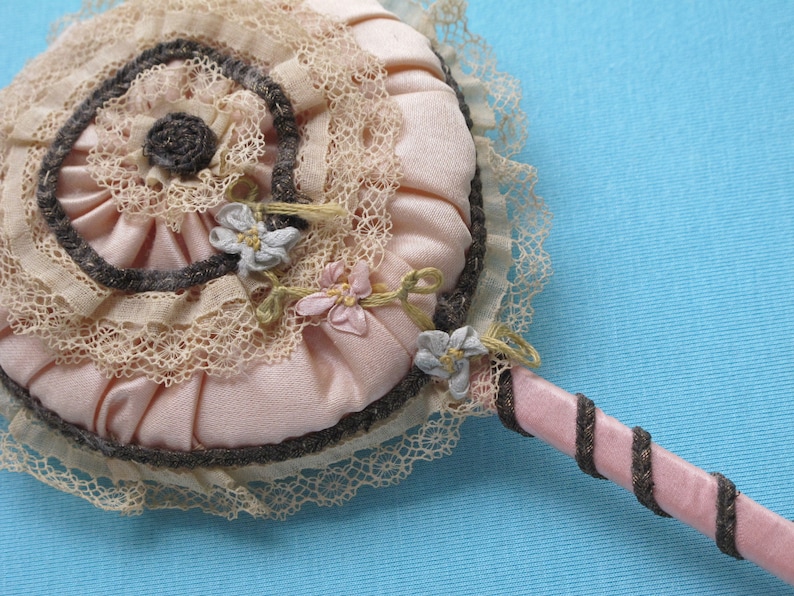 Powder Puff Wand Authentic Vintage 1920s Silk Ribbon Work | Etsy