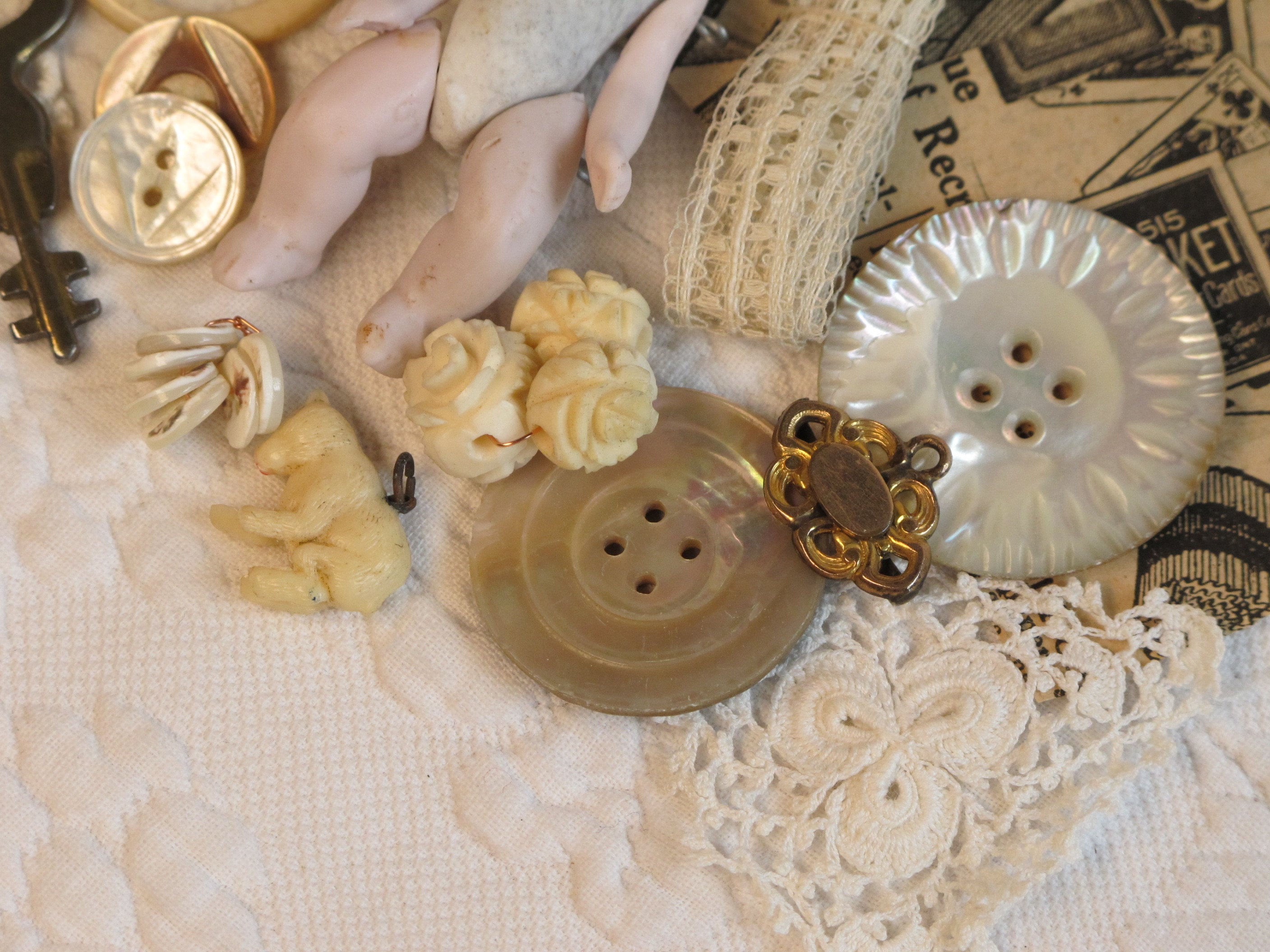 Destash Treasure Box All Vintage Antique China Doll Cream Lace | Etsy