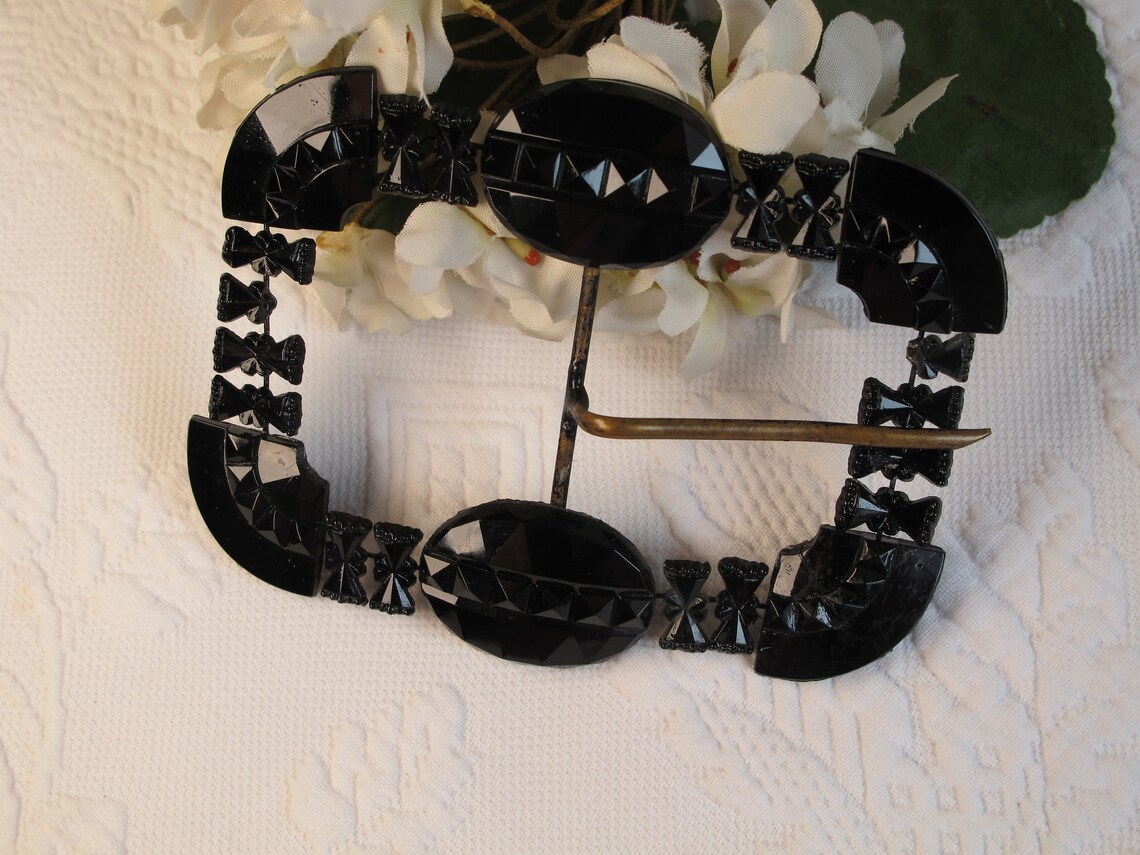 Buckle Antique Victorian C1890s Black Molded Glass Wired - Etsy