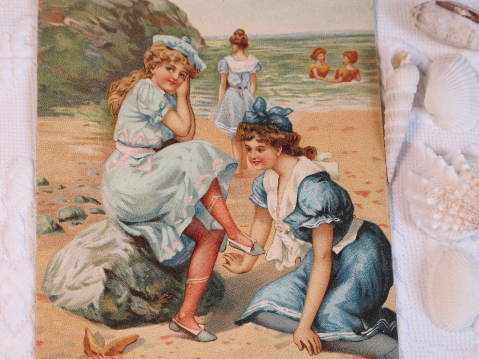 Postcard Bathing Beauty Beach Seaside Scene Antique Edwardian - Etsy