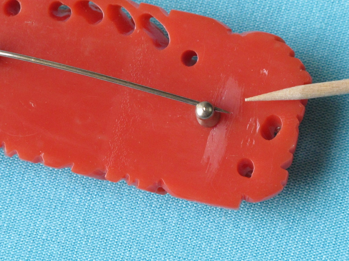Brooch Pin Molded Coral Colored Celluloid Heavy Weighty Large | Etsy