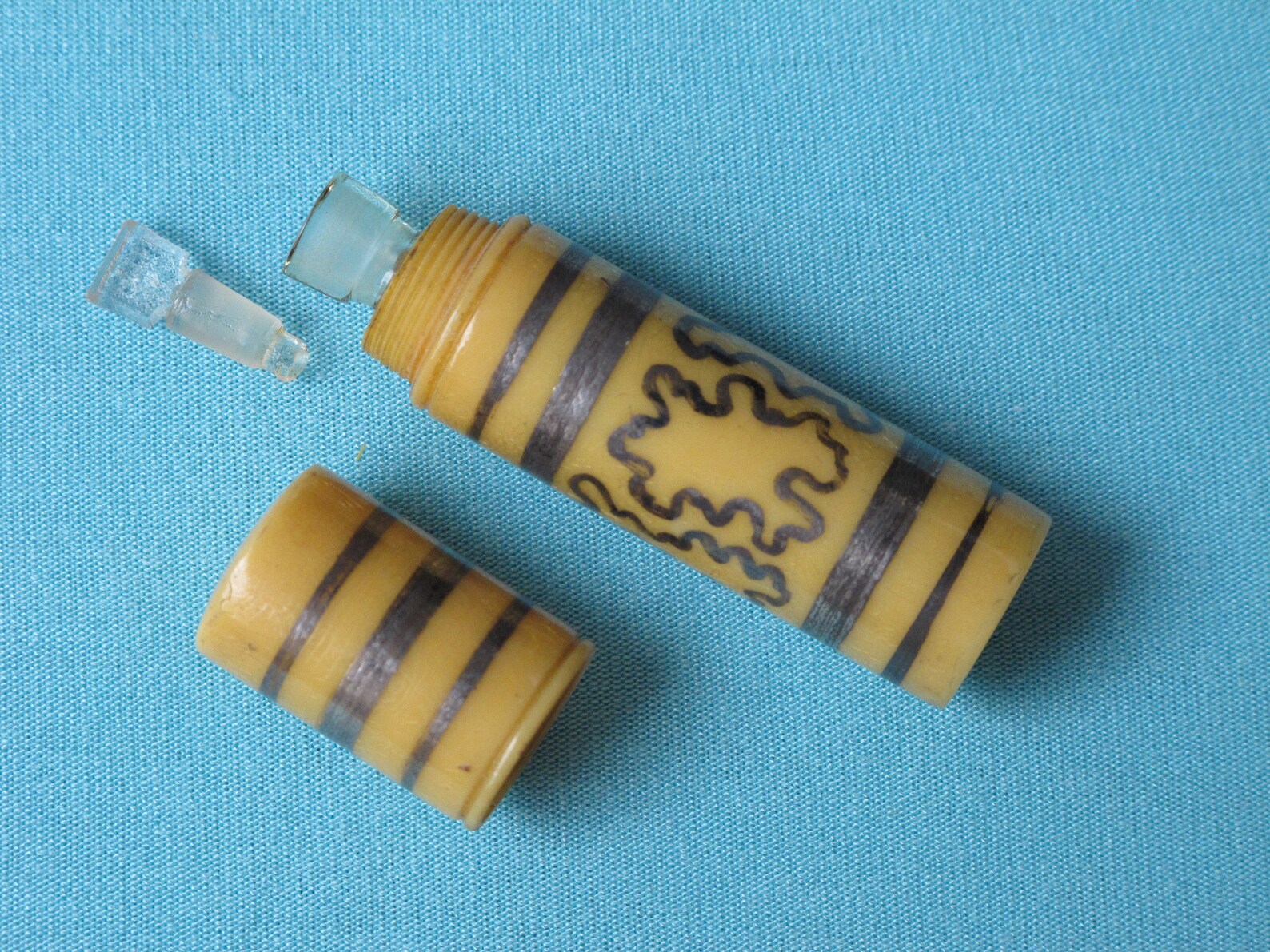 Perfume Bottle Miniature Yellow Celluloid Case Silver Tone | Etsy