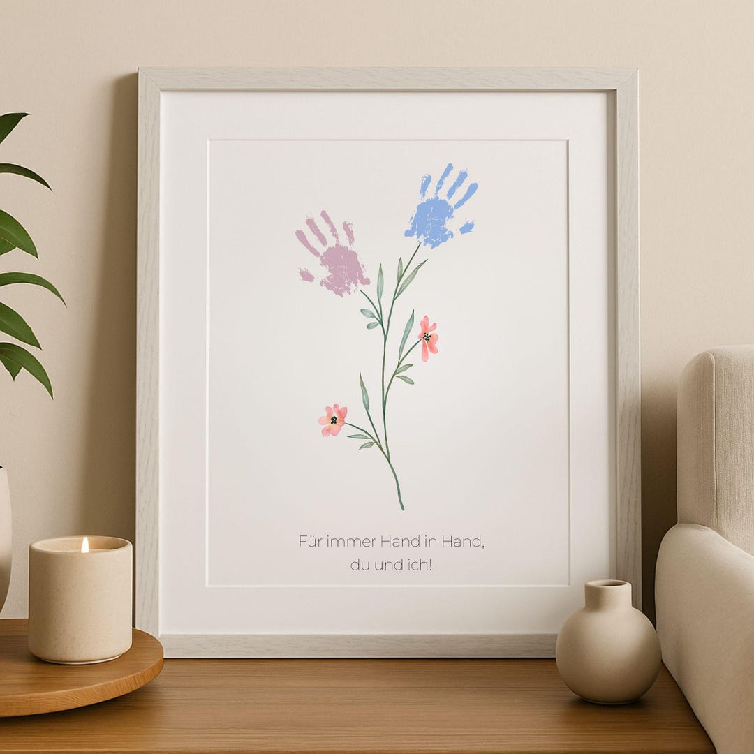Siblings Handprint Picture Hand in Hand Wall Decoration DIY Template ...