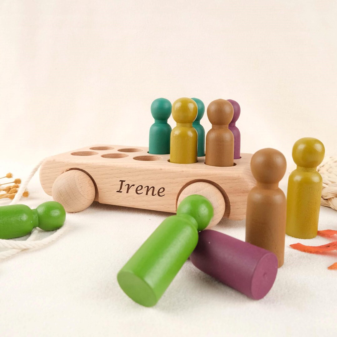 Personalized Wooden Pull Along Car, Wooden Toy Cars Set, Wooden Name ...