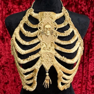 Gold Velvet Ribcage Corset Armor Skeleton Ribs Bones Chest Piece Bodice ...