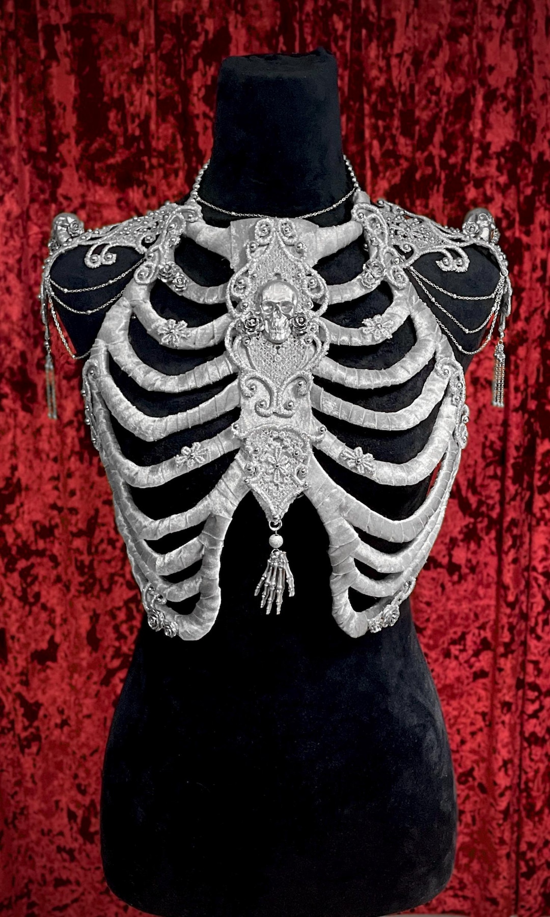 MADE TO ORDER Silver Velvet Ribcage Handmade Skeleton Ribs Costume ...