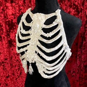 Ivory White Velvet Ribcage Handmade Skeleton Ribs Costume Piece Corset ...