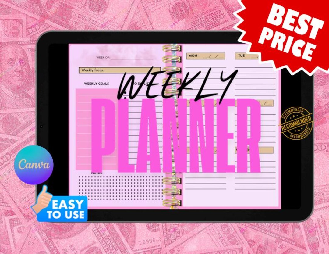 Weekly Planner Template Digital Printable PDF Customizable Schedule ...
