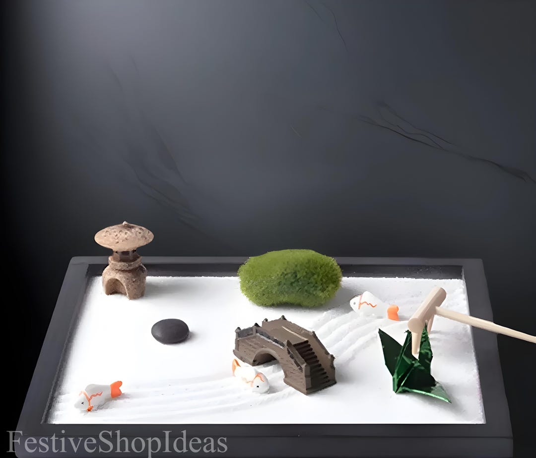 Zen Garden Sand Tray - Japanese Decor Mini Sand Garden With Tools Kit ...