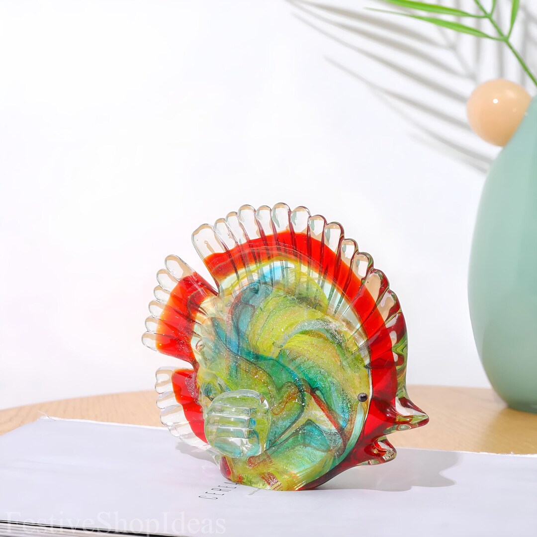 Crystal Glass Clown Fish Figurine - Hand-blown Miniature Fish Sculpture ...