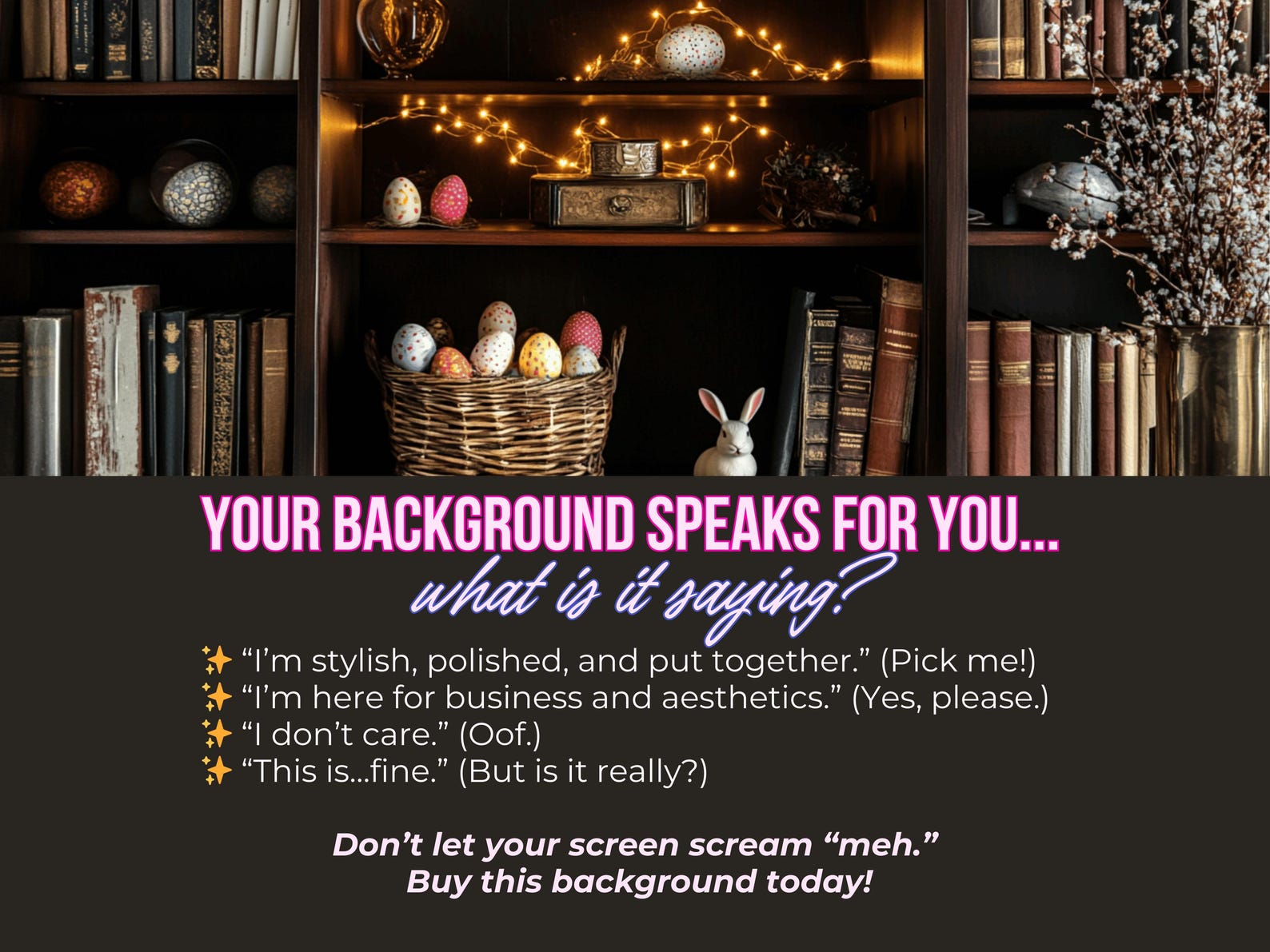 Dark Academia Easter Zoom Background | Enchanted Library (digital ...