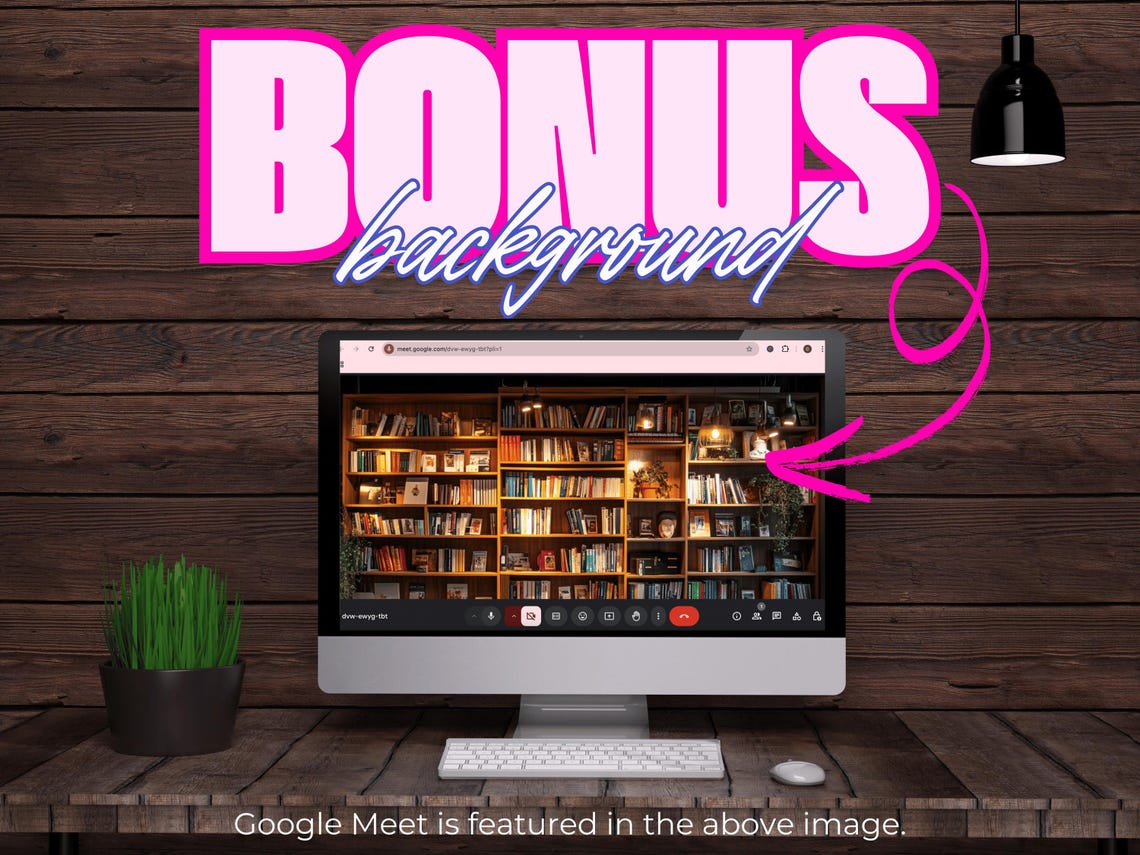 Cozy Library Bookshelf Zoom Background: Grand Millennial Home Office ...