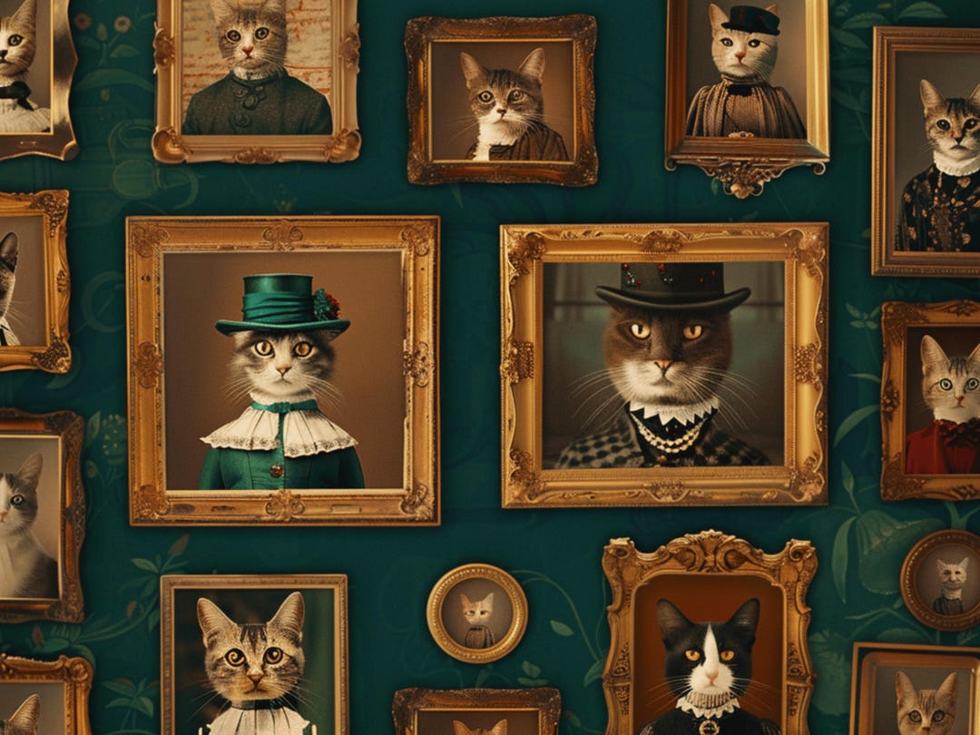 Cat Zoom Background Funny: Cat Portrait Gallery Wall Digital Backdrop ...
