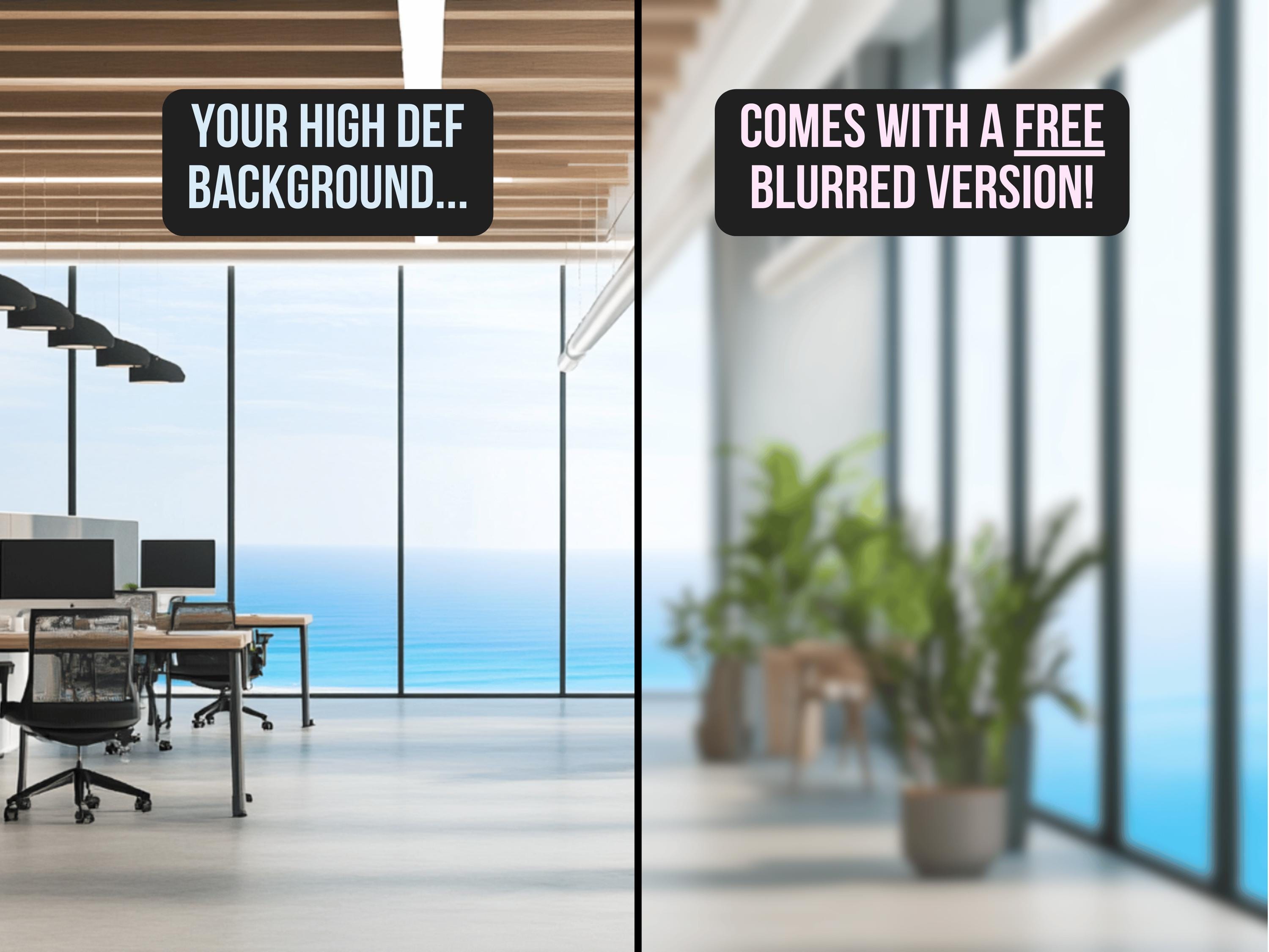 Modern Office Microsoft Teams Background | Ocean View Home Office ...