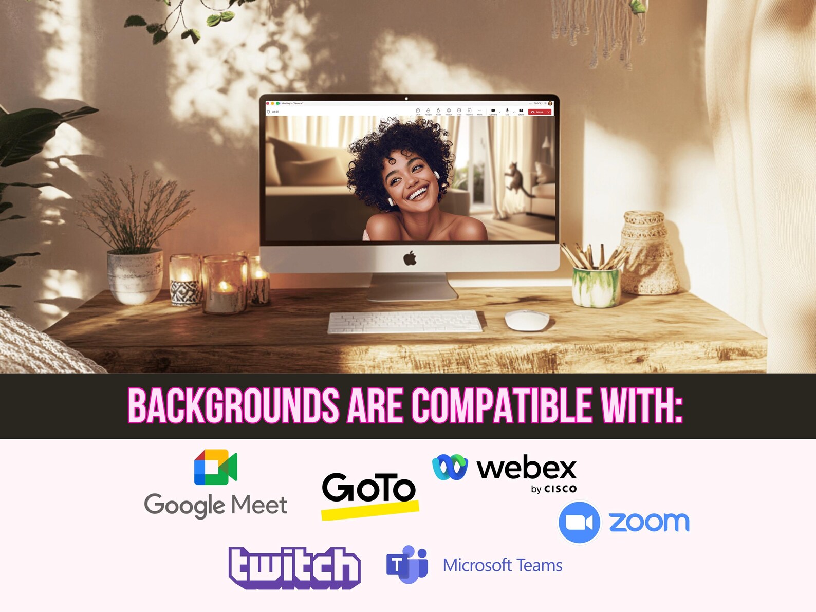 Funny Cat Zoom Background | Cute Home Office Backdrop | Microsoft Teams ...