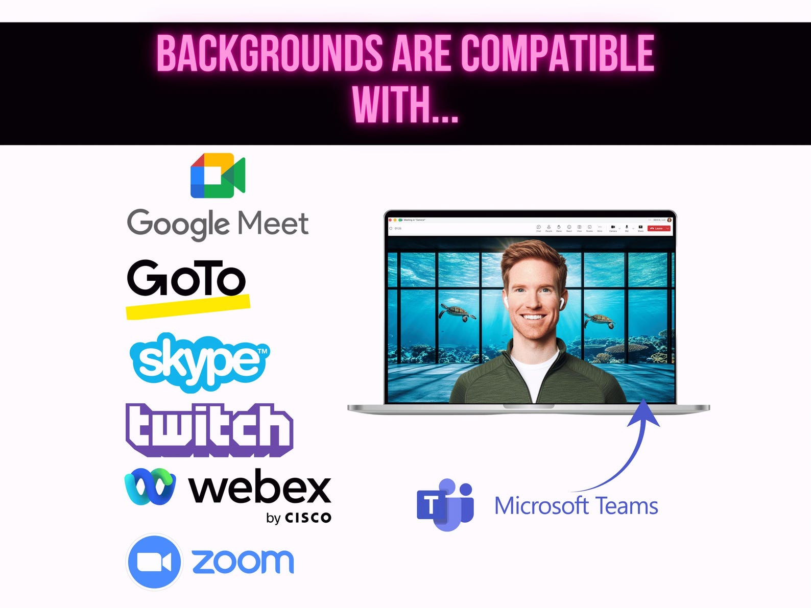 Ocean Office Backgrounds, Underwater Ocean View Zoom Background, Turtle ...