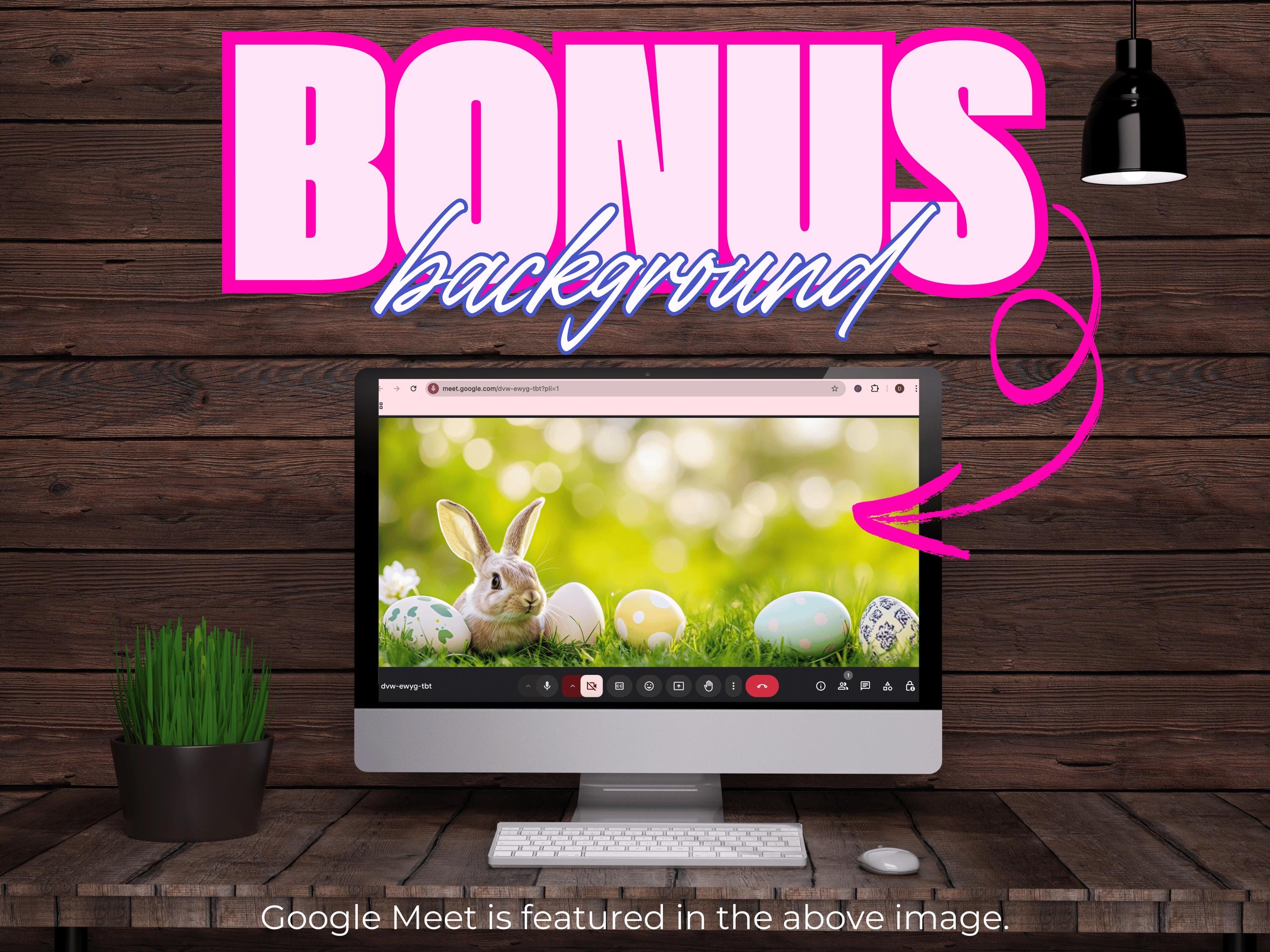 Easter Zoom Background, Spring Bunny Aesthetic, Cherry Blossom Backdrop ...