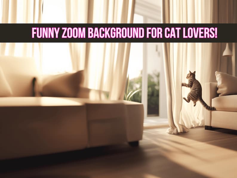 Funny Cat Zoom Background | Cute Home Office Backdrop | Microsoft Teams ...
