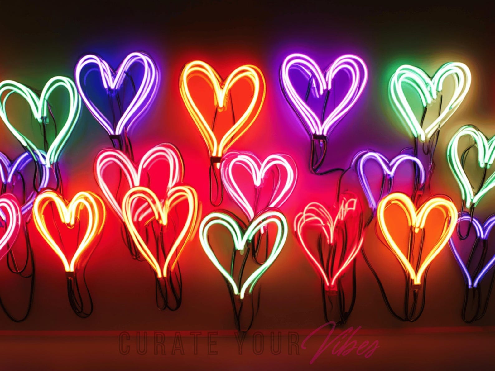 Valentine’s Day Teams Background Neon Heart Virtual Backdrop for Neon ...