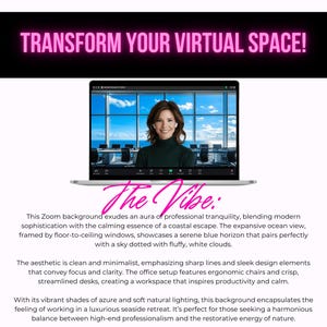 Modern Office Ocean View Zoom Background Home Office Backdrop ...