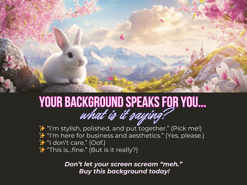 Easter Bunny Zoom Background: Spring Cherry Blossom Mountain View ...