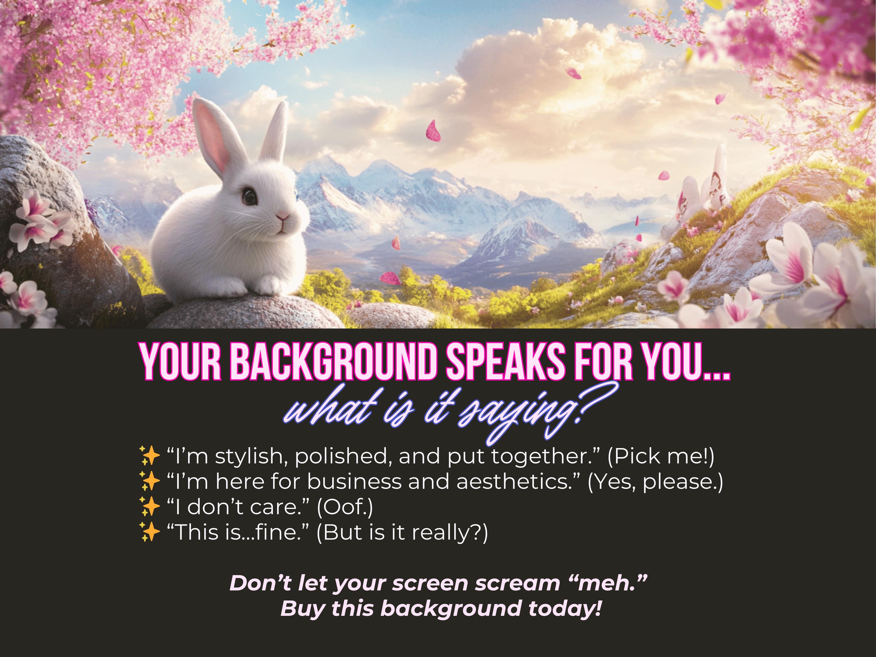 Easter Zoom Background, Spring Bunny Aesthetic, Cherry Blossom Backdrop ...