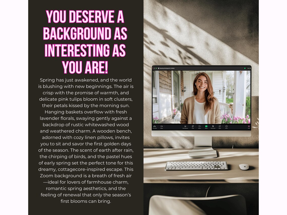 Spring Farmhouse Porch Zoom Background, Cozy Springtime Cottagecore ...