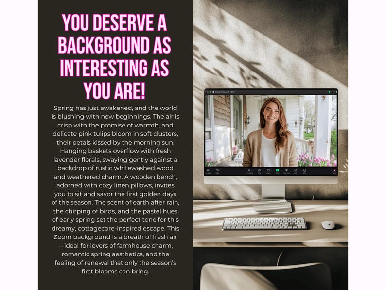 Spring Farmhouse Porch Zoom Background, Cozy Springtime Cottagecore ...