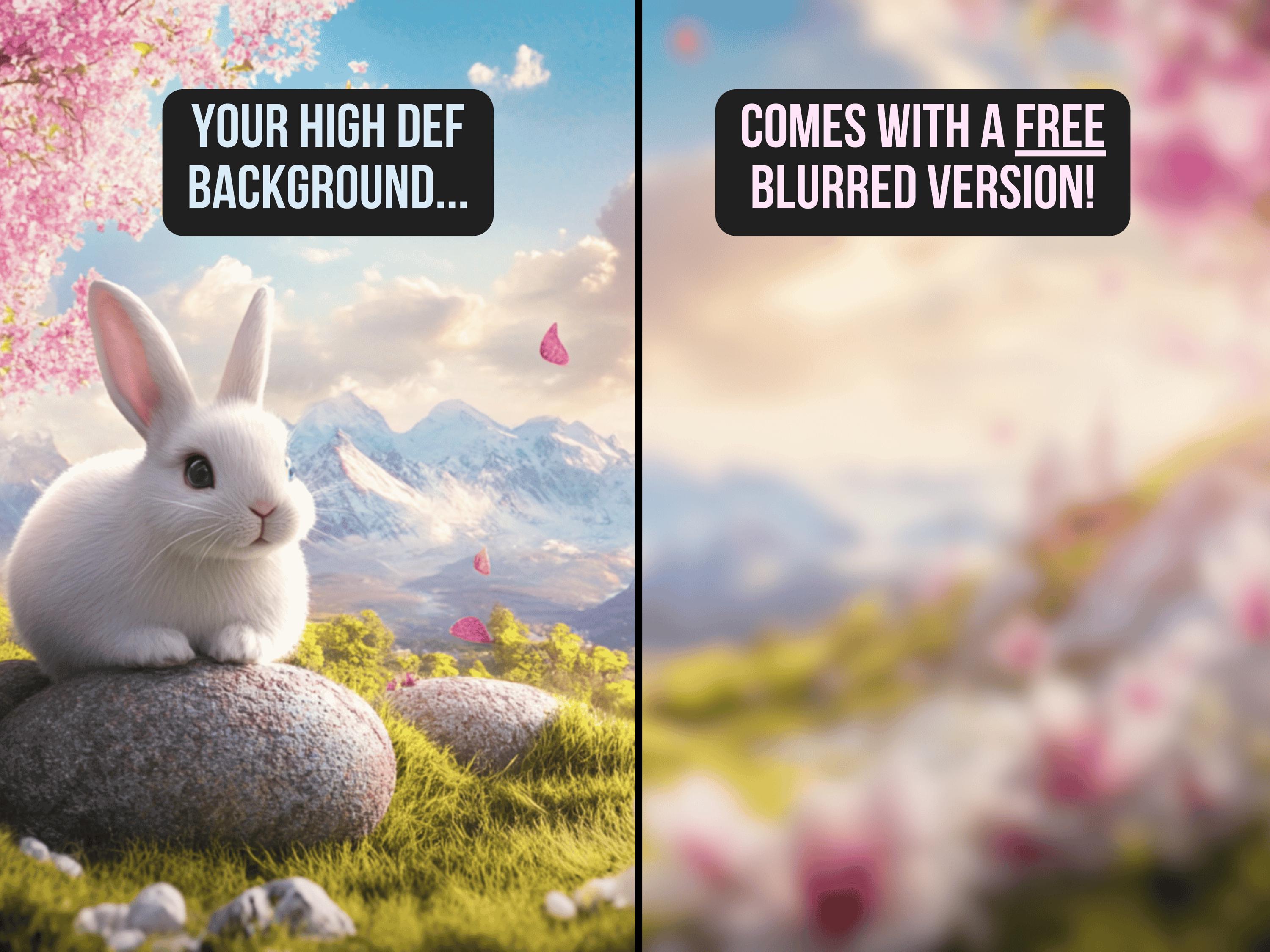 Easter Zoom Background, Spring Bunny Aesthetic, Cherry Blossom Backdrop ...