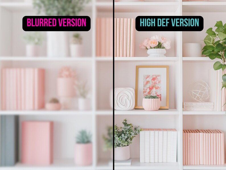 Blush Pink Bookshelf Zoom Background: Modern Feminine Office (digital ...