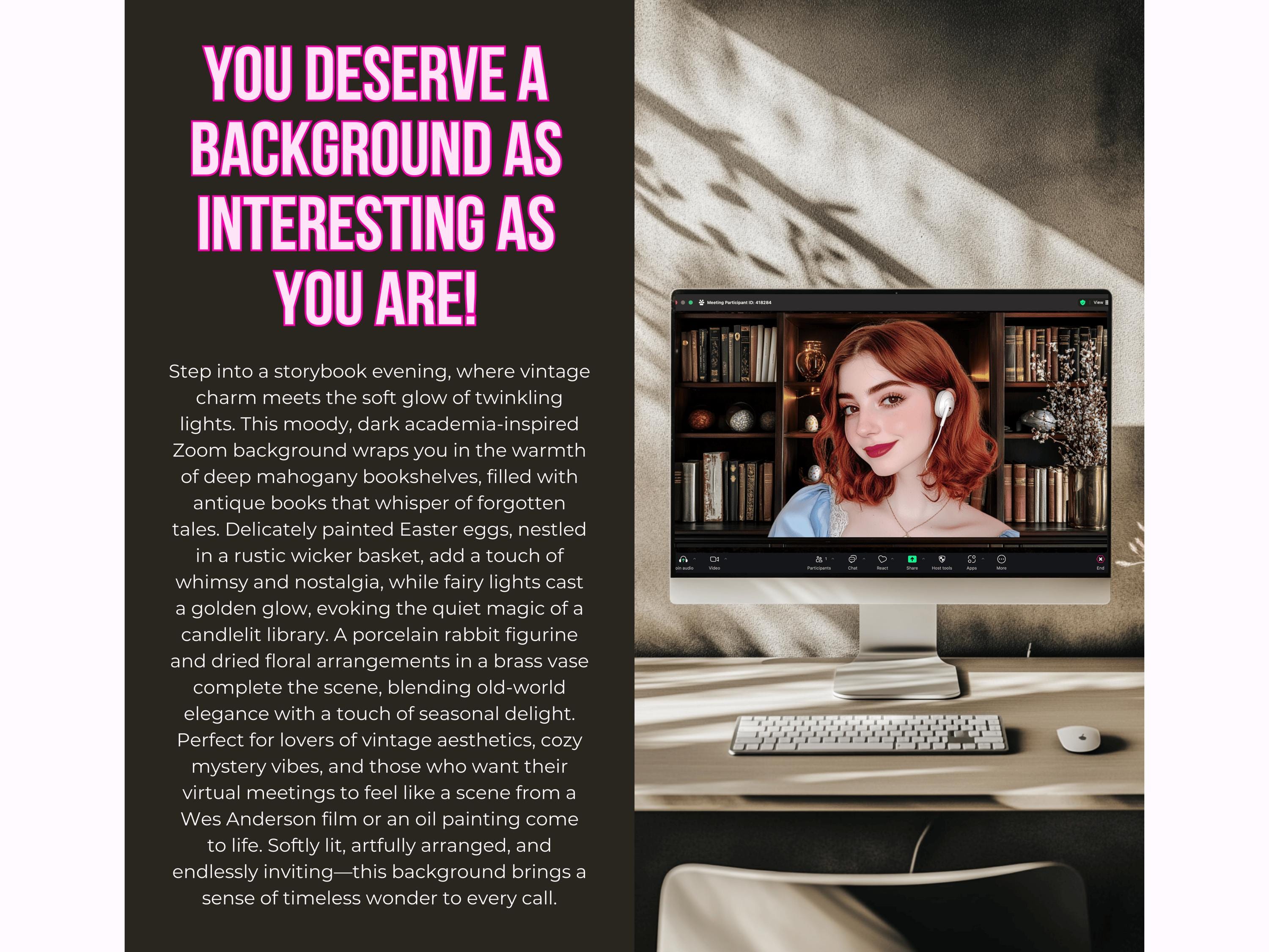 Dark Academia Easter Zoom Background | Enchanted Library (digital ...