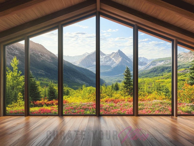 Summer Mountain View Office Virtual Background | A-frame Cabin Zoom ...