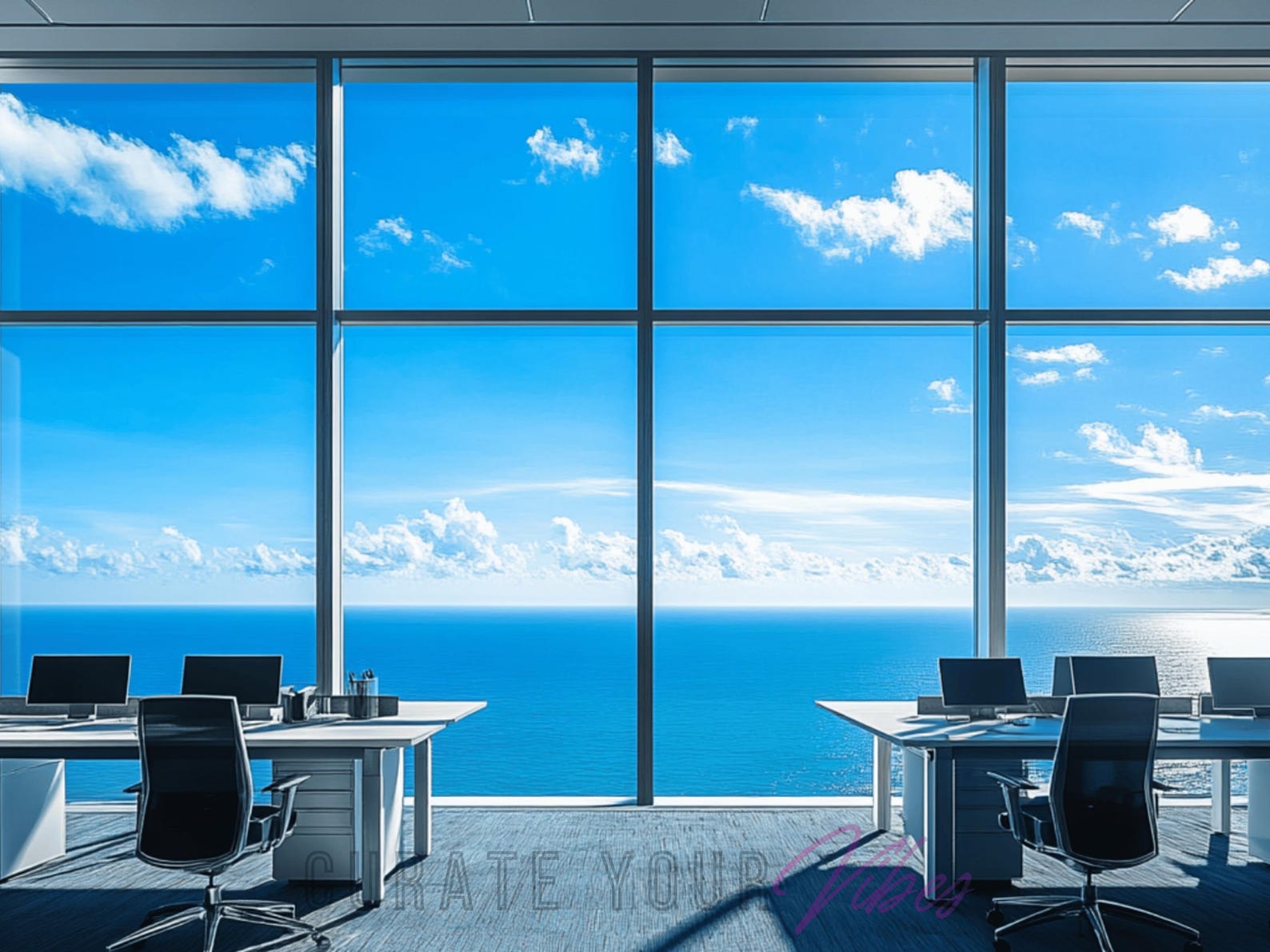 Ocean View Office Teams Background: Modern Minimalist Design (digital ...