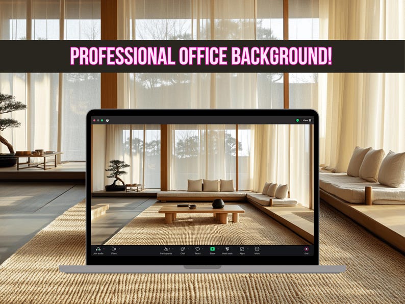 Japandi Zoom Background, Modern Elegant Minimalist Office Virtual ...