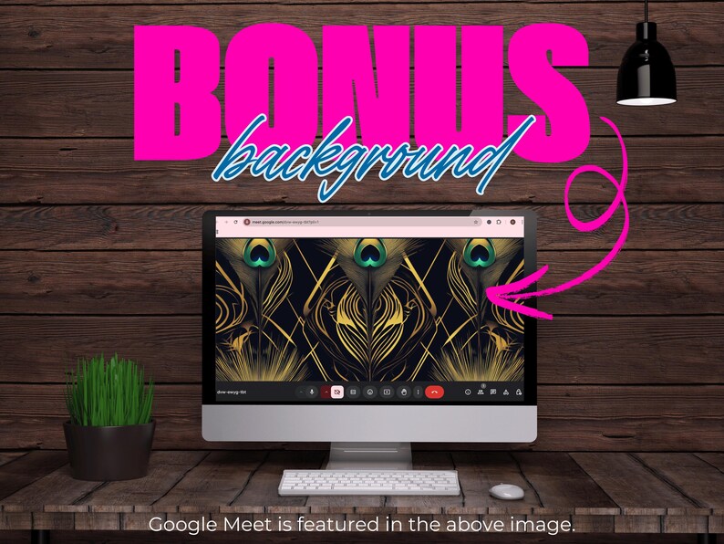 Art Deco Zoom Background - Elegant Emerald Green & Gold Virtual Peacock ...